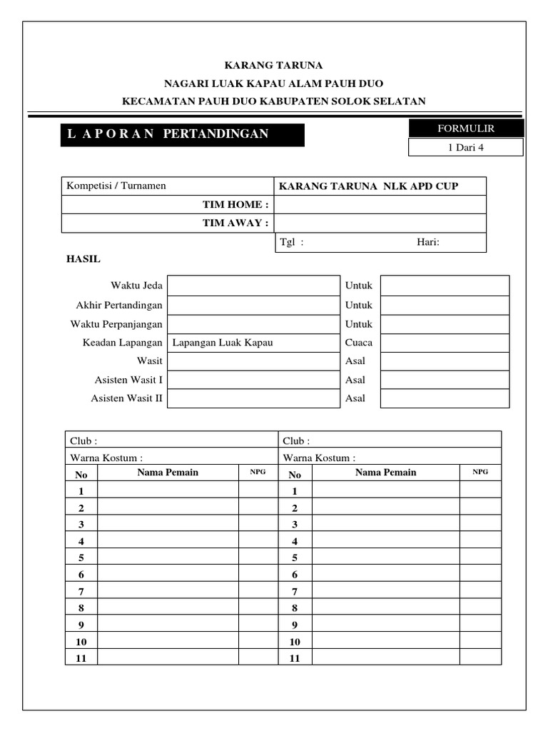 Laporan Hasil Pertandingan Sepak Bola | PDF Laporan Hasil Pertandingan Sepak Bola | PDF