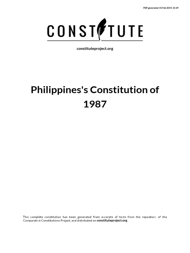 Philippines 1987 Constitution Overview | PDF | United States House Of ...