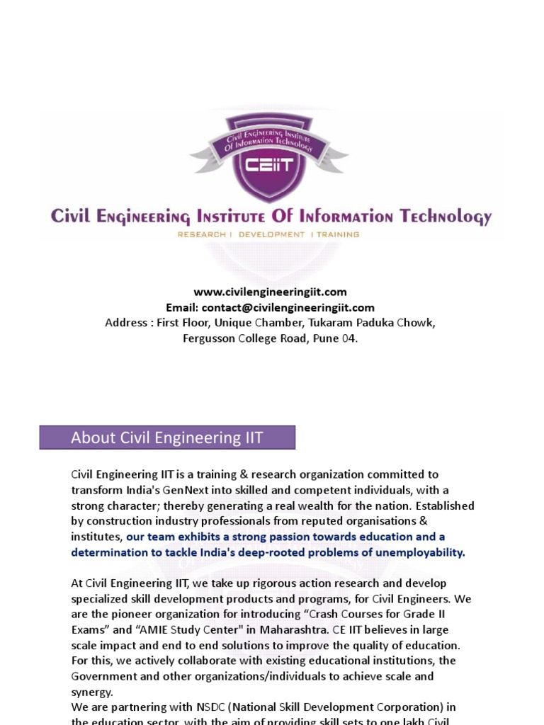 Civil Engineering IIT: Promoting Quality Education and Skill ...