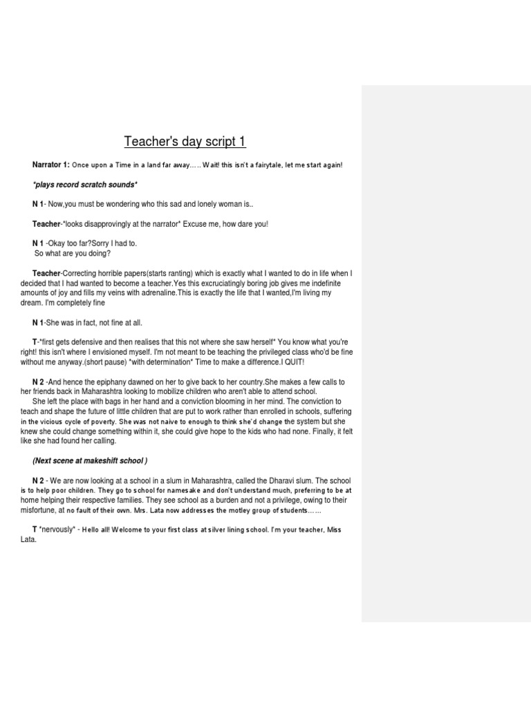 Teacher's Day Script 1 | PDF