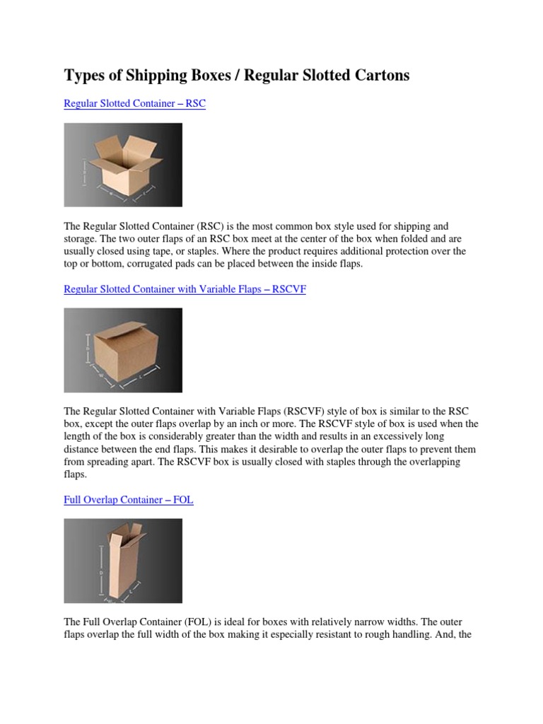 Carton Types | PDF | Equipment | Manufactured Goods