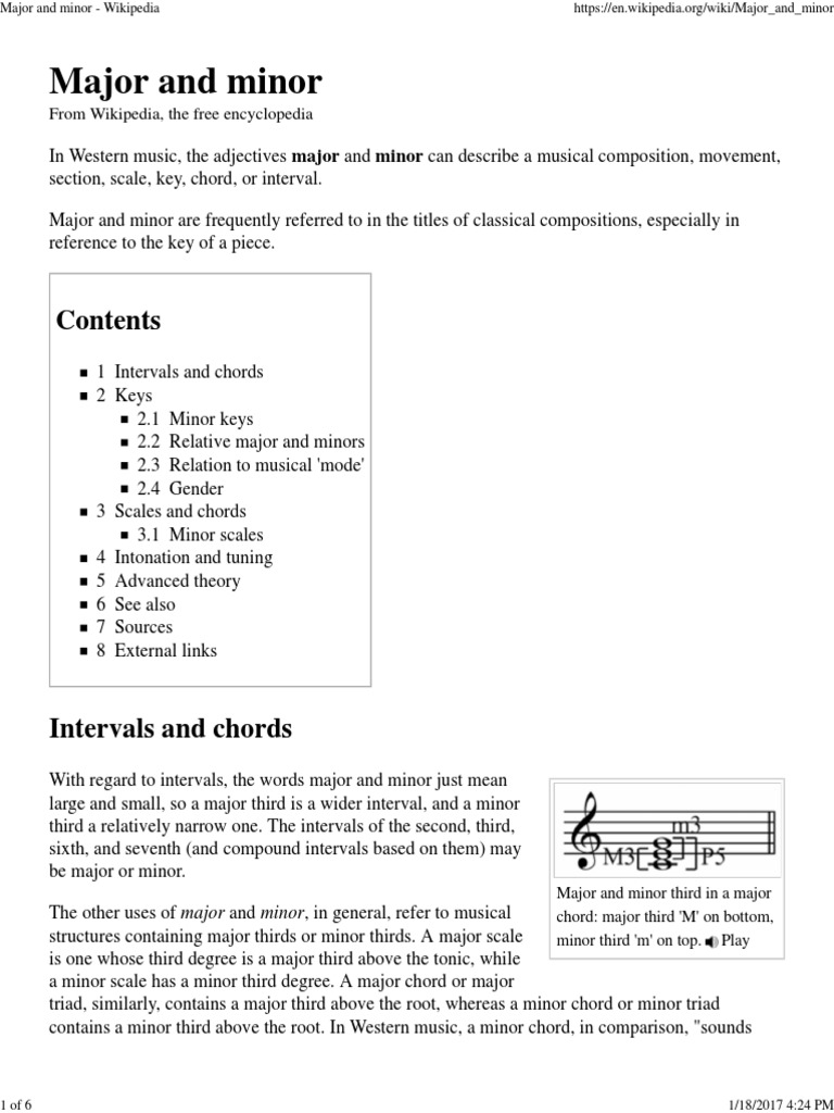 Major and Minor - Wikipedia | PDF | Minor Scale | Cent (Music)