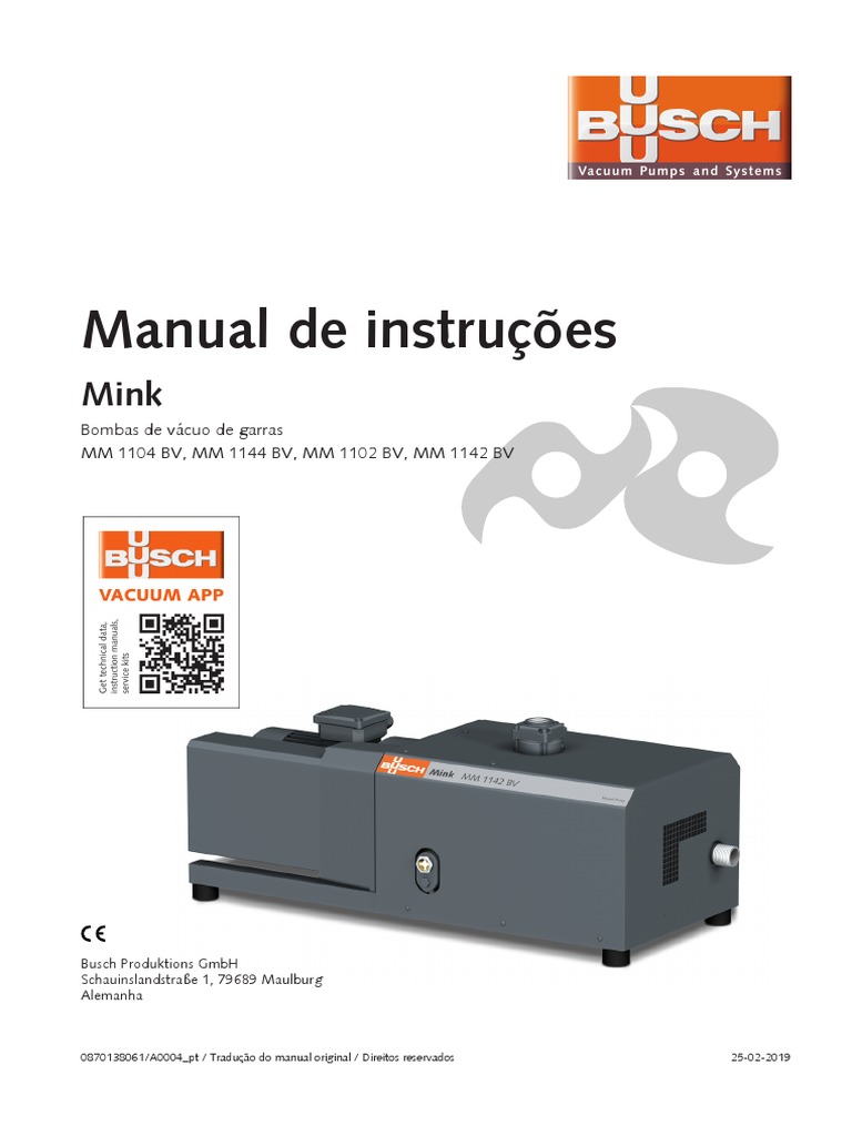 Manual de instruções: Bombas de vácuo de garras MM 1104 BV, MM 1144 BV ...
