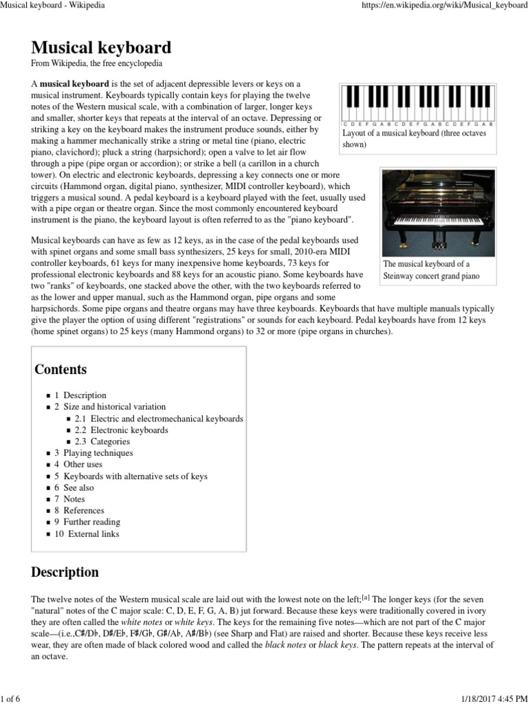 Musical Keyboard - Wikipedia | PDF | Piano | Synthesizer