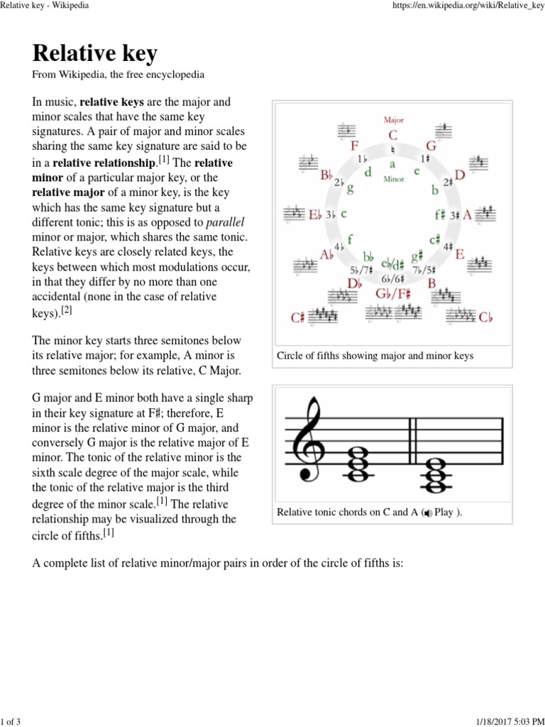 Relative Key - Wikipedia | PDF | Minor Scale | Scale (Music)