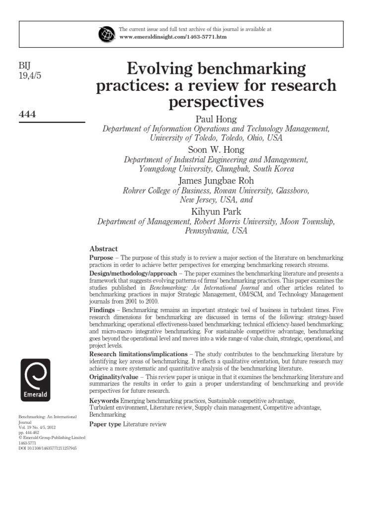 Evolving Benchmarking Practices: A Review For Research Perspectives ...