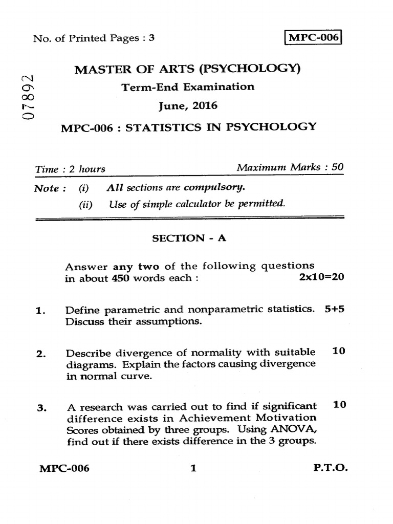 MPC-006 June 2016 | PDF | Evaluation Methods | Statistical Analysis