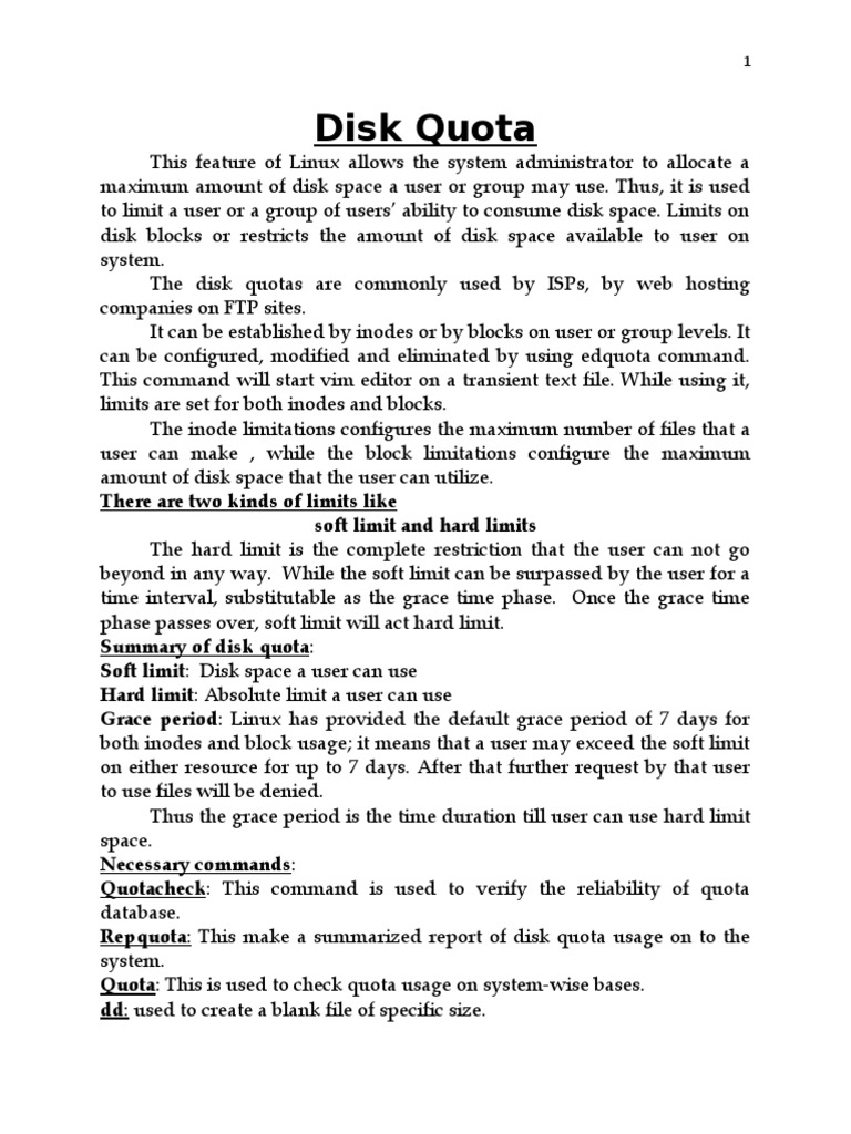 Configuring and Managing Disk Quotas in Linux: A Step-by-Step Guide | PDF | Information ...
