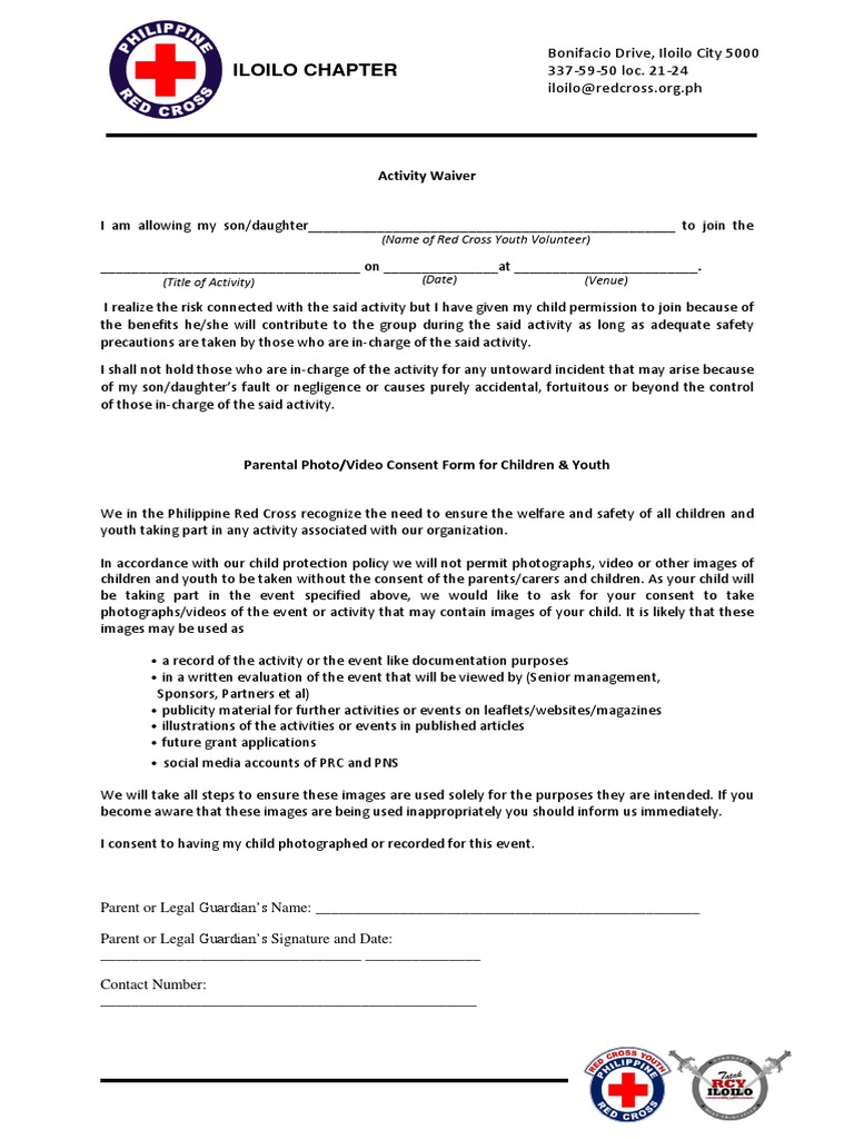 Red Cross Youth Activity Waiver Form | PDF | Government Information ...