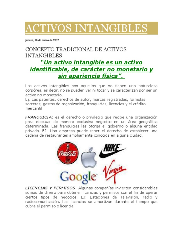 Activos Intangibles | PDF | Activo intangible | Amortización (Negocio)