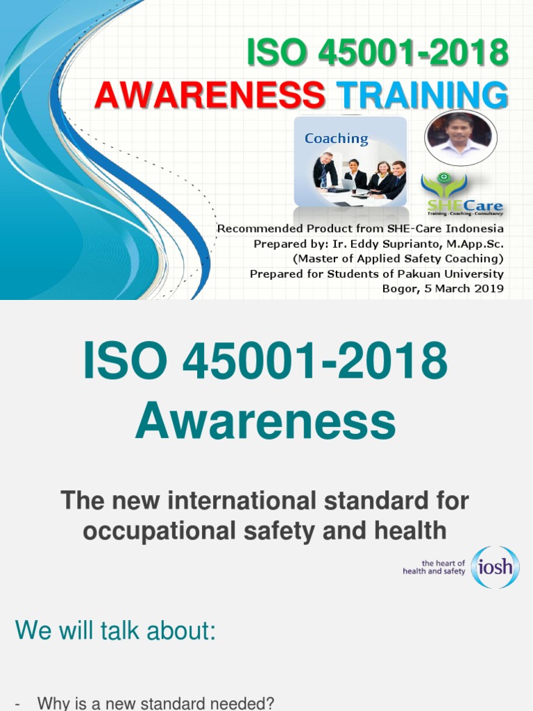 ISO 45001-2018 Awareness Training - Prepared by Eddy - 190305 | PDF ...
