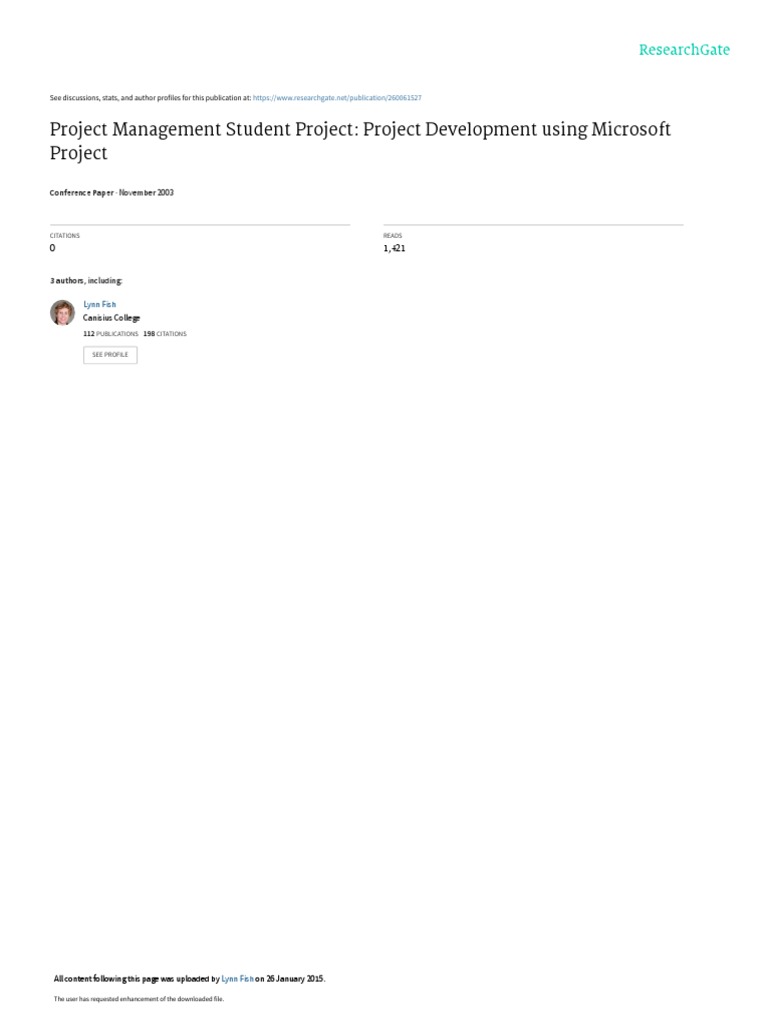 Project Management Student Project: Project Development Using Microsoft ...