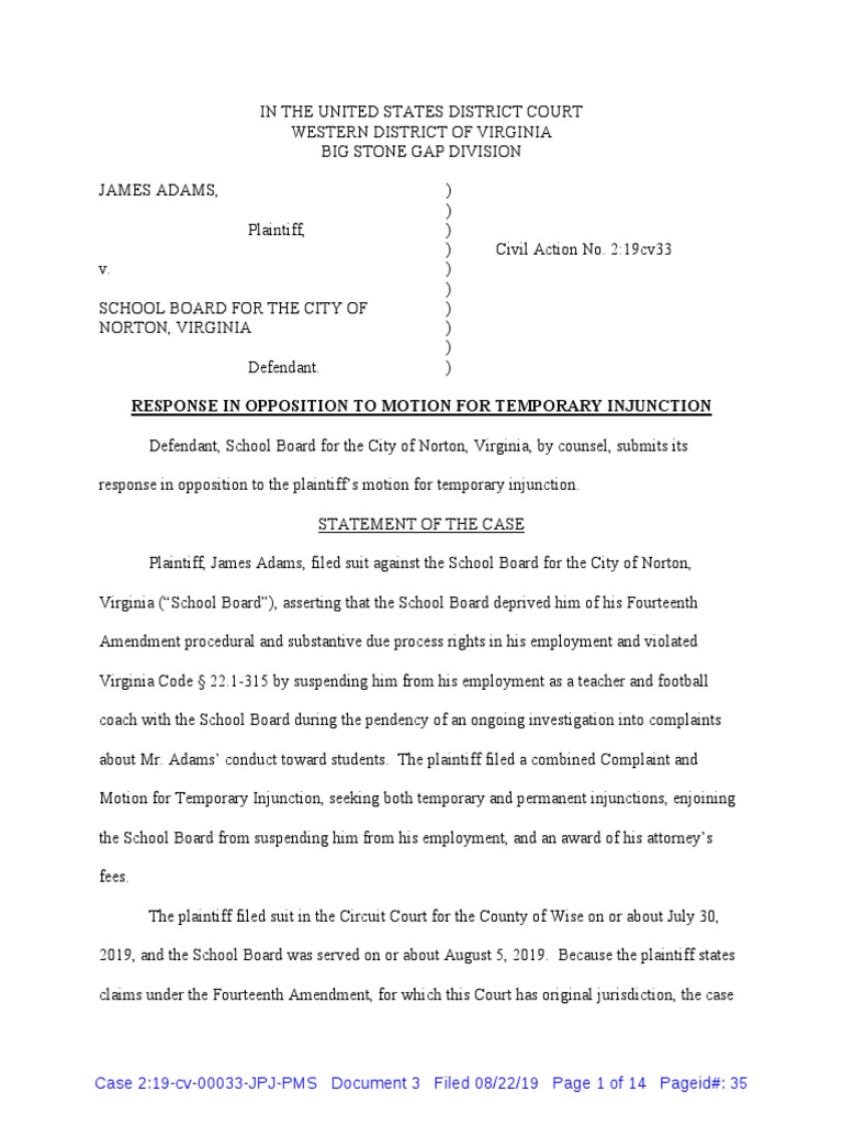 Response in Opposition To Motion For Temporary Injunction | PDF ...