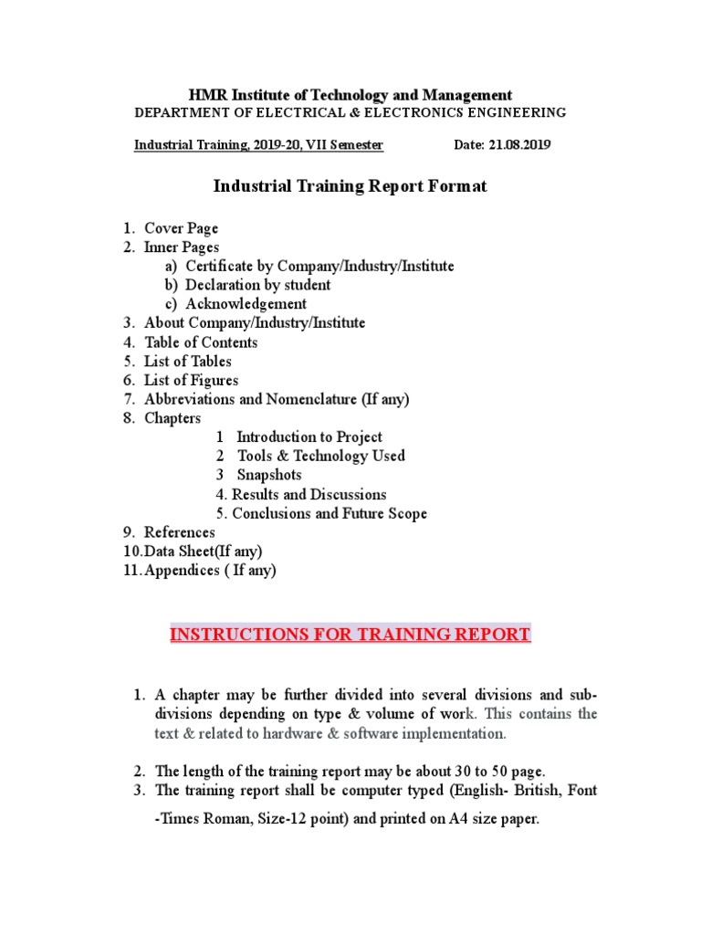 Industrial Training Report Format | PDF | Computing | Engineering