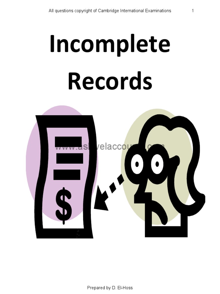As Accounting Incomplete Records | PDF | Book Value | Expense