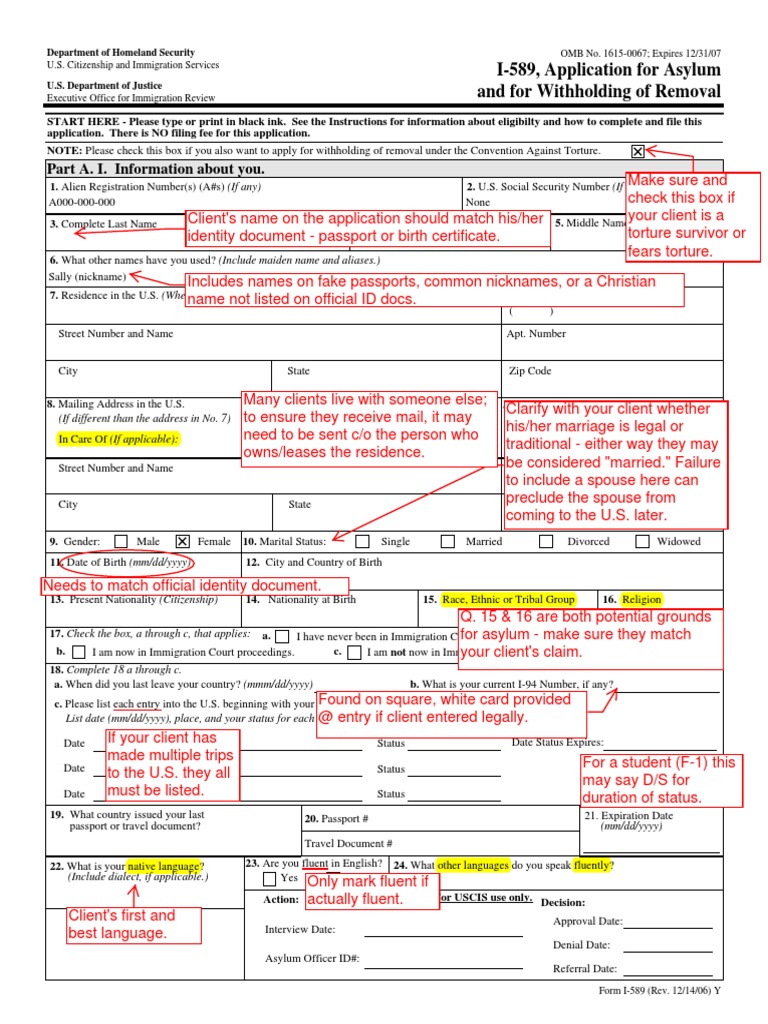 I-589 Anotaciones Inglés | PDF | Asylum In The United States | Perjury