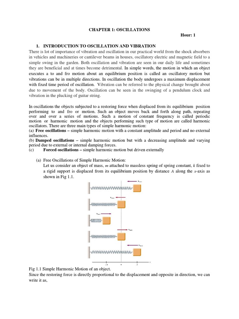 Chapter 1: Oscillations Hour: 1 1. Introduction To Oscillation and Vibration | PDF | Resonance ...