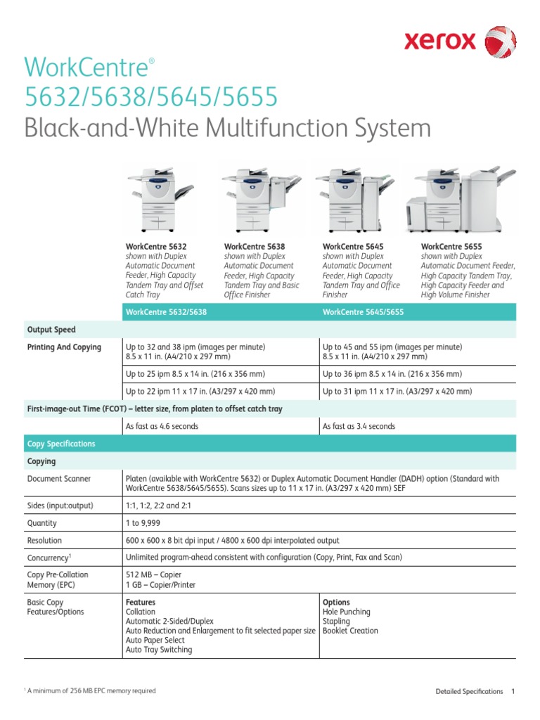 Black-And-White Multifunction System: Workcentre 5632/5638/5645/5655 ...