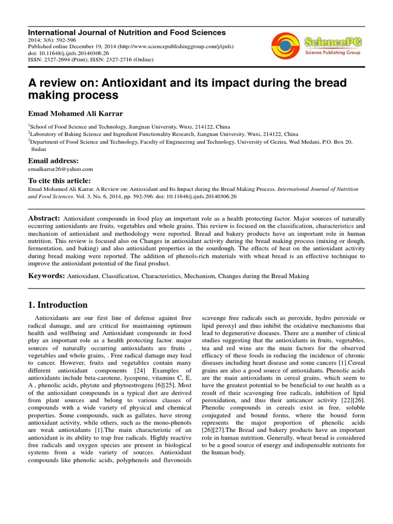 Antioxidants in Bread Making Process | PDF | Antioxidant | Sourdough