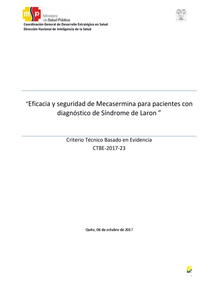 INFORME Eficacia y Seguridad de Mecasermina para Pacientes Con ...