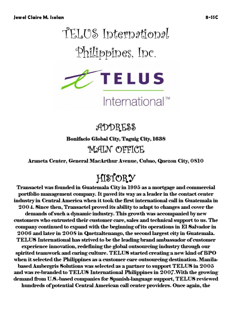 A Brief History of TELUS International and its Mission to Provide ...