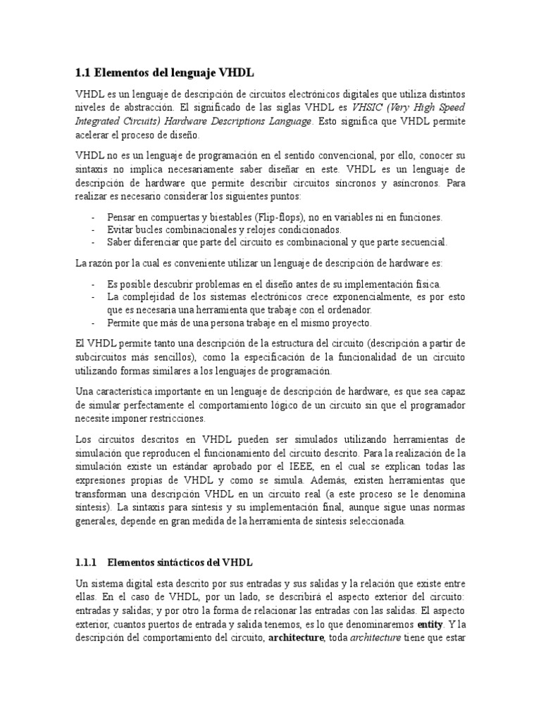 Elementos Del Lenguaje VHDL | PDF | Vhdl | Objeto (informática)