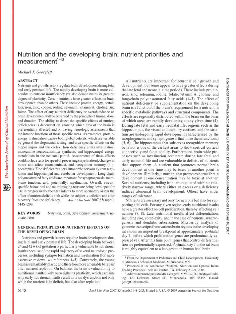 Nutrition and The Developing Brain: Nutrient Priorities and Measurement ...