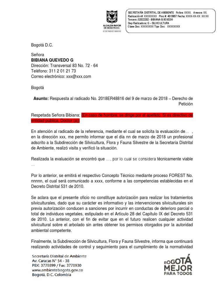 MODELO Oficio Respuesta PQR MARCEL | PDF | Gobierno