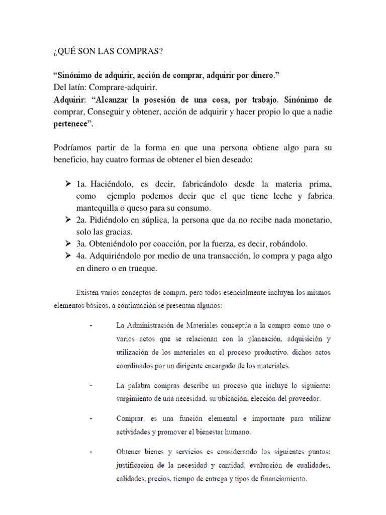 Qué Son Las Compras | PDF | Precios | Bienes