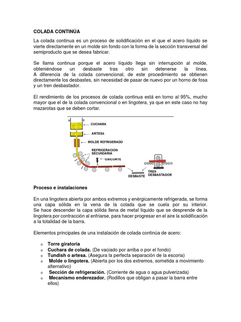 Proceso de Colada Continua | PDF
