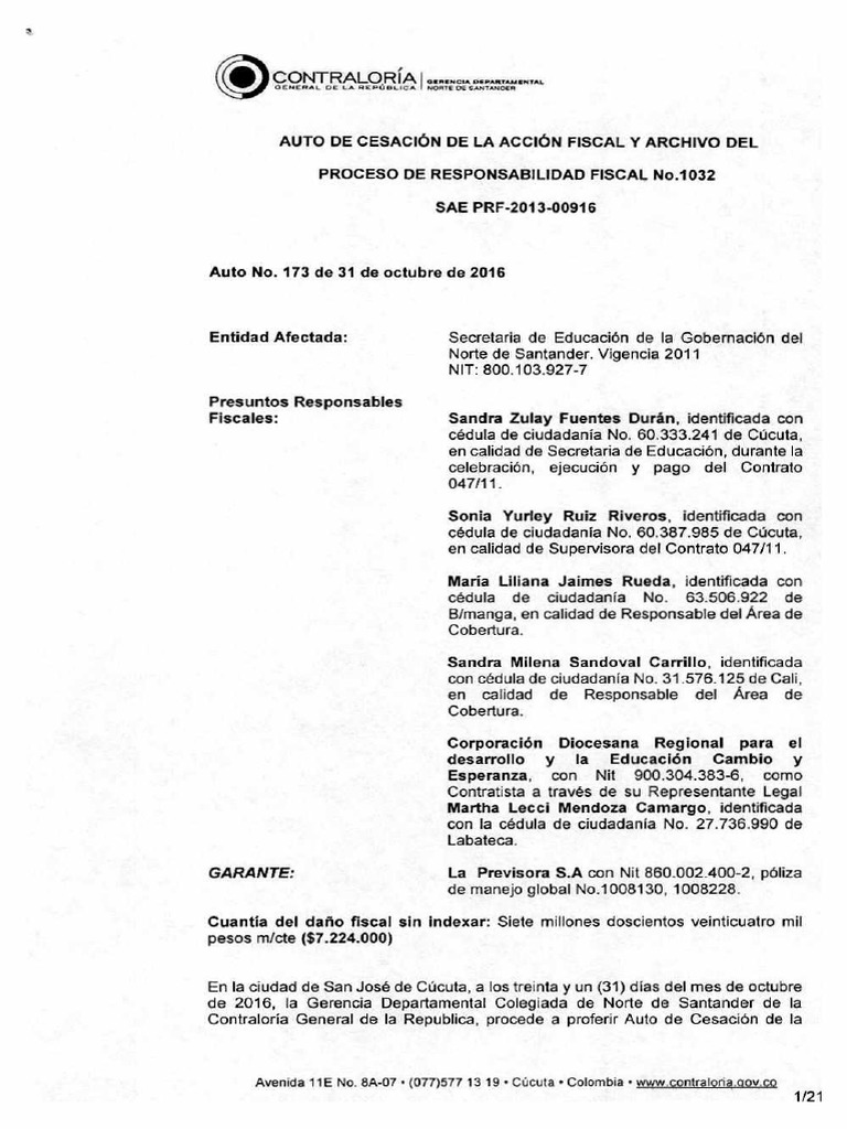 Cese Acción Fiscal: Caso Educación 2011 | PDF | Instituciones sociales ...