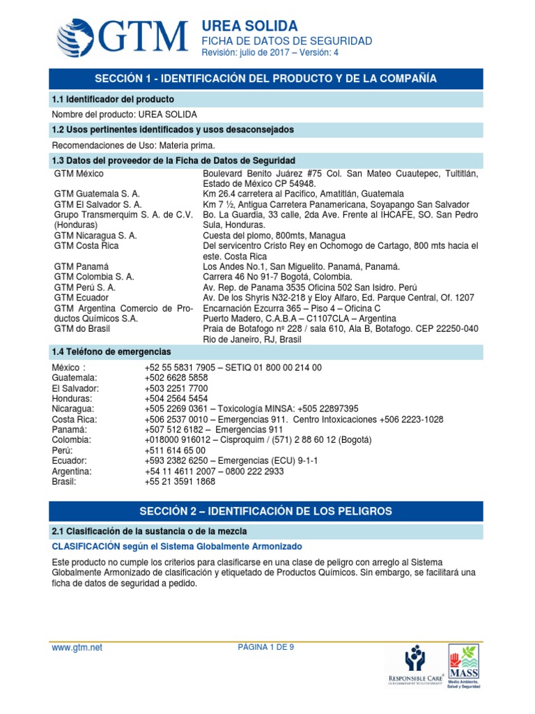 Urea Solida | PDF | Combustión | Oxígeno