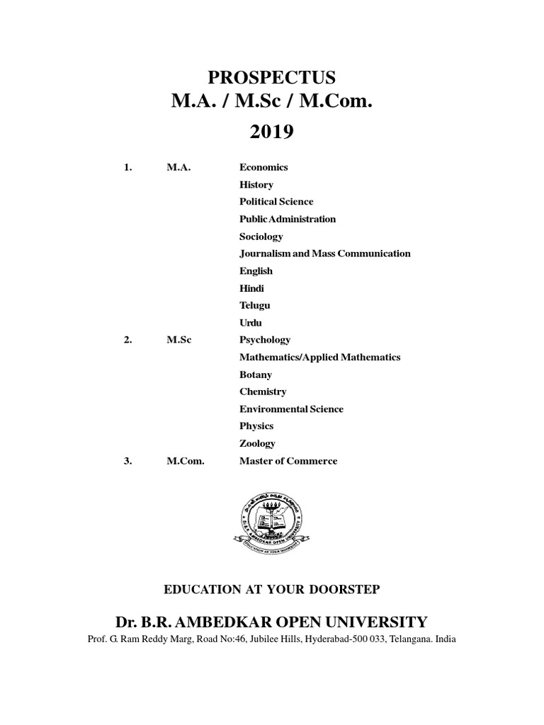 Prospectus: Dr. B.R. Ambedkar Open University | PDF | Postgraduate ...