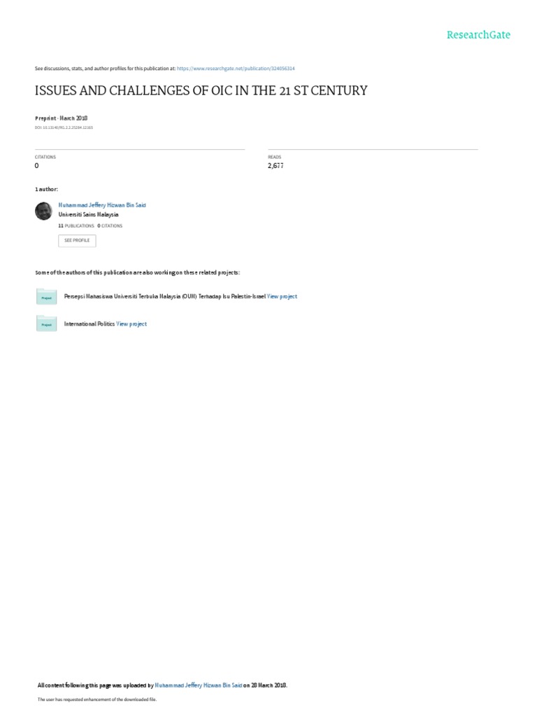 OIC Details | PDF | Organisation Of Islamic Cooperation | United ...