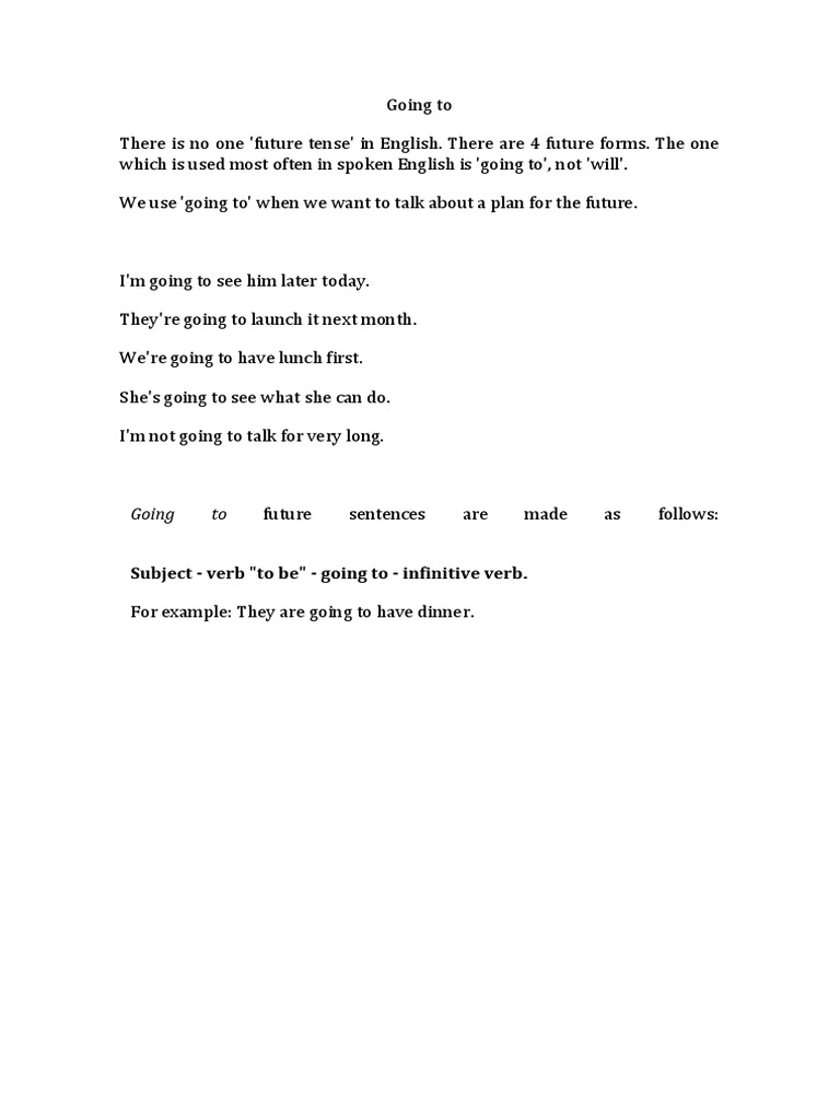 Future - Going To (C Explicação) | PDF | Verb | Linguistic Morphology