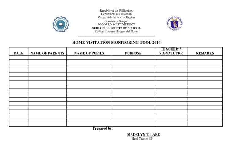 Home Visitation Monitoring Tool 2019 | PDF