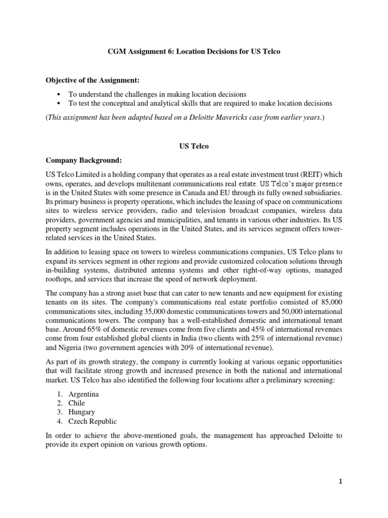 US Telco Location Expansion Analysis | PDF | Lte (Telecommunication ...