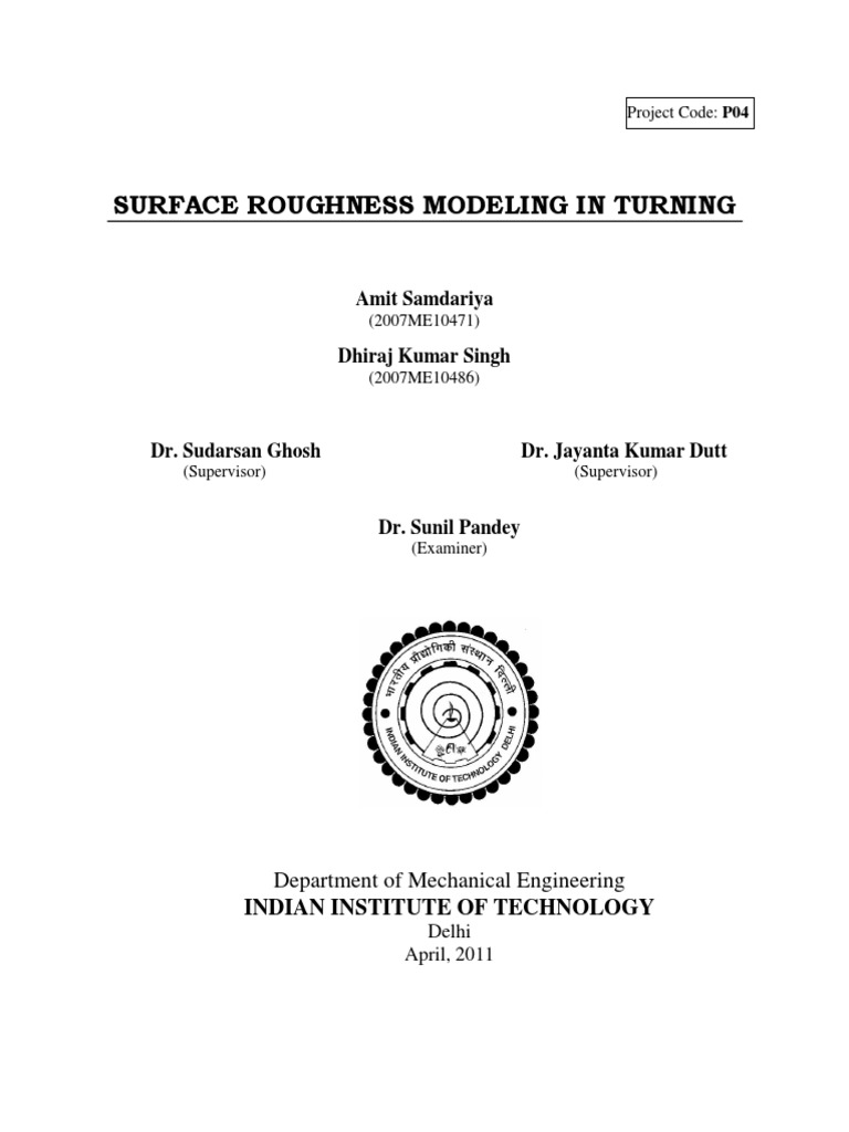 Surface Roughness Modeling in Turning: Amit Samdariya | PDF | Surface Roughness | Mathematical Model
