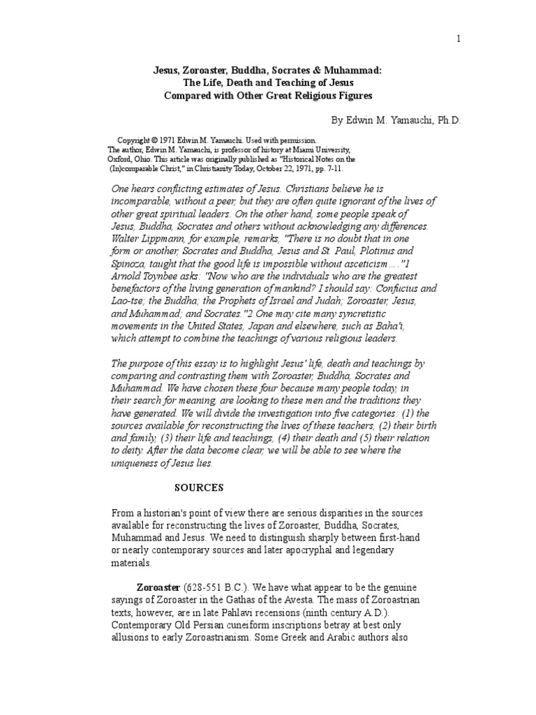Comparison of Jesus and Other Great Religious Leaders | PDF | Gospel Of ...