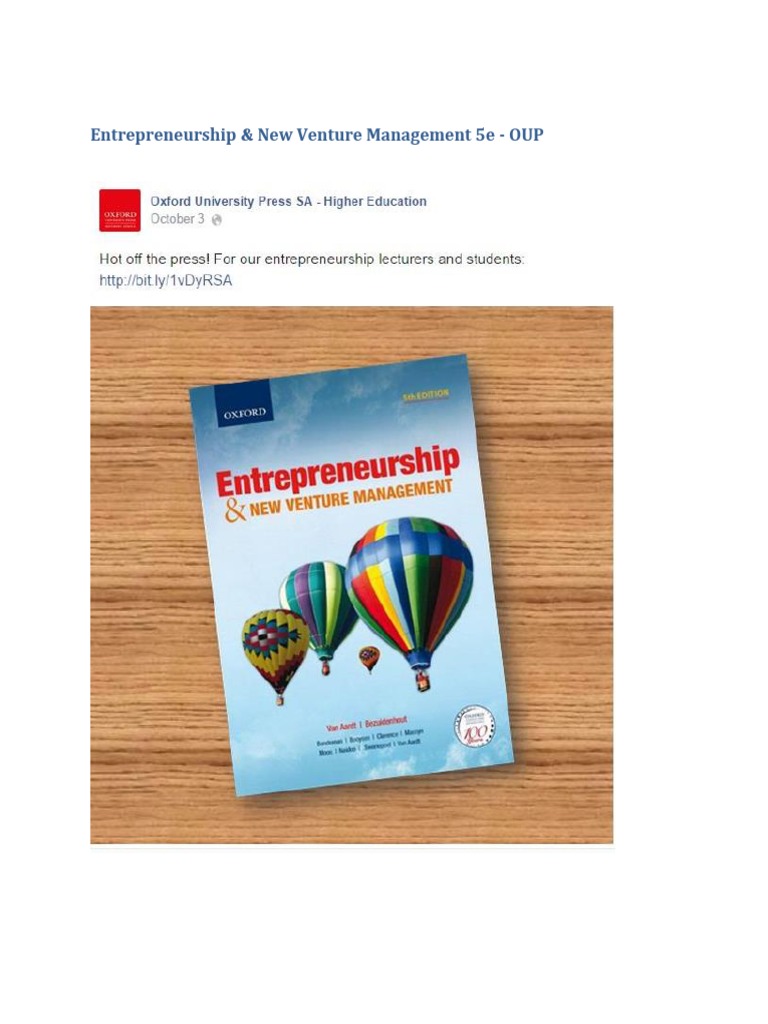 Entrepreneurship & New Venture Management 5e - OUP | PDF