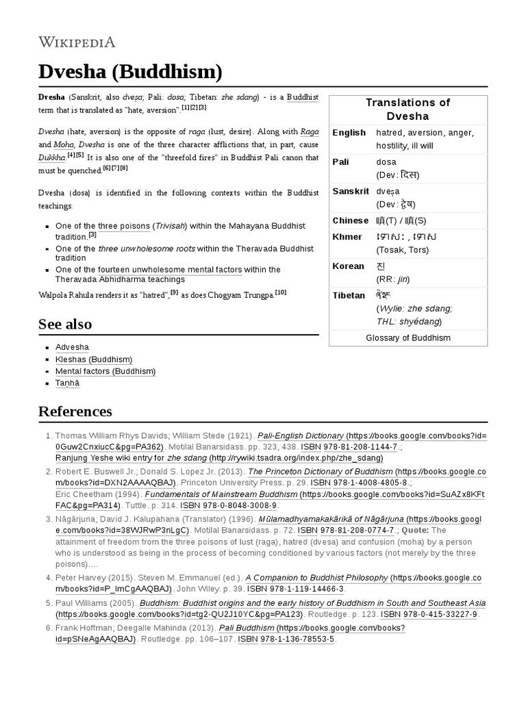 Dvesha (Buddhism) : See Also | PDF | Buddhist Philosophy | Indian Religions