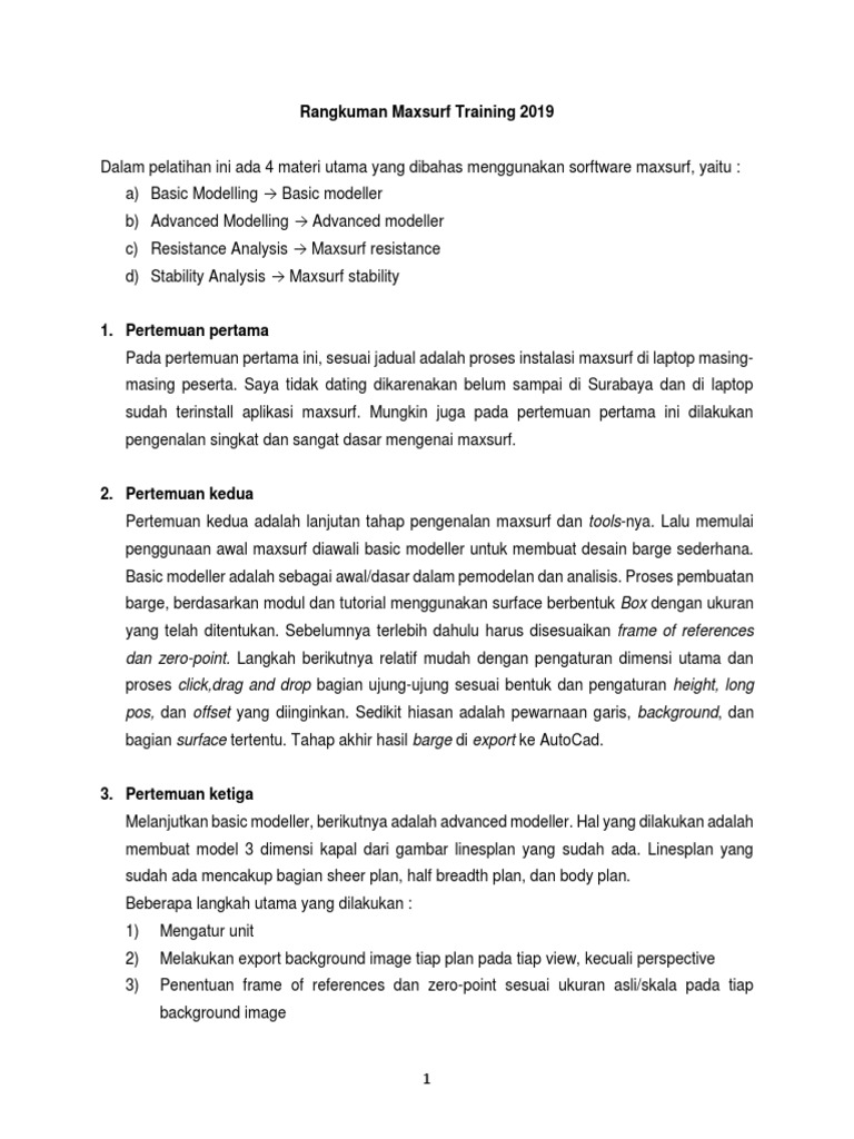 Pelatihan Maxsurf 2019: Modelling & Analisis | PDF | Komputer ...