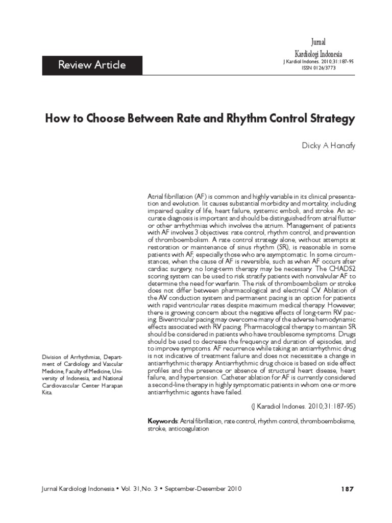 How To Choose Between Rate and Rhythm Control Strategy: Review Article ...