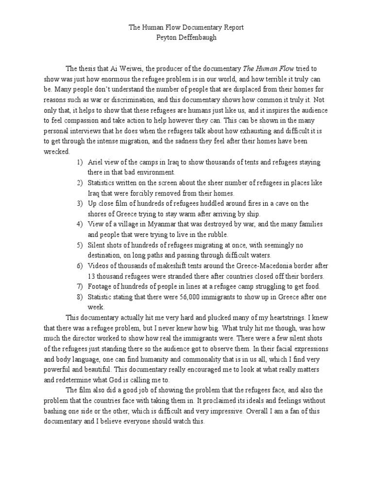 Human Flow Documentary Research Paper | PDF | Refugee | Violence