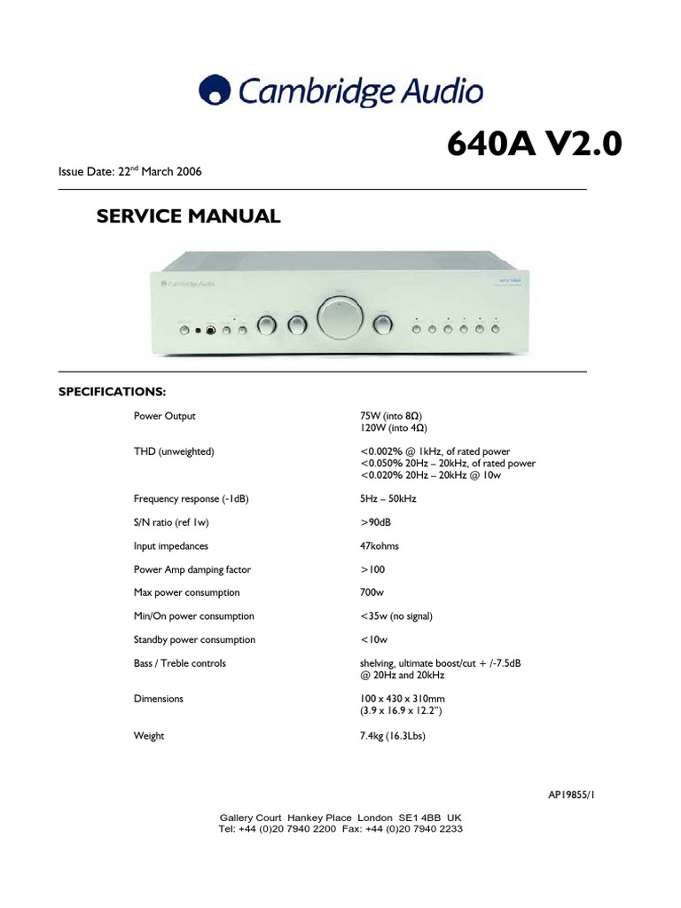 Azur 640a v2 Service Manual | PDF | Printed Circuit Board | Amplifier