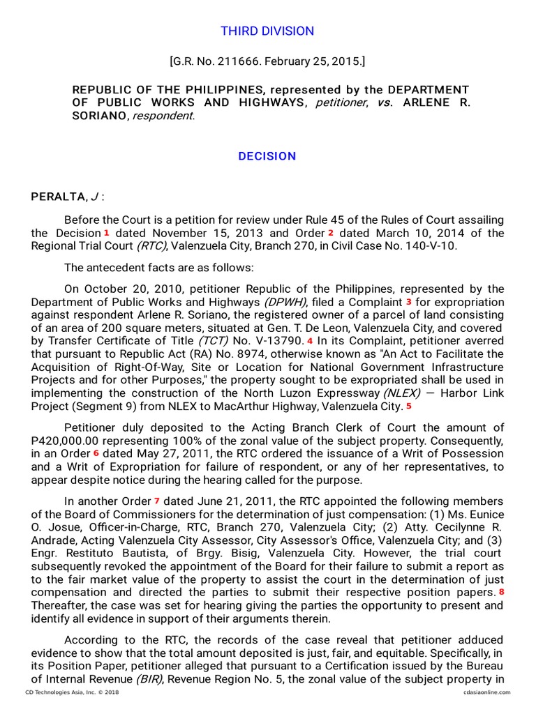 DPWH Expropriation Case Interest Rate Reduced | PDF | Eminent Domain ...