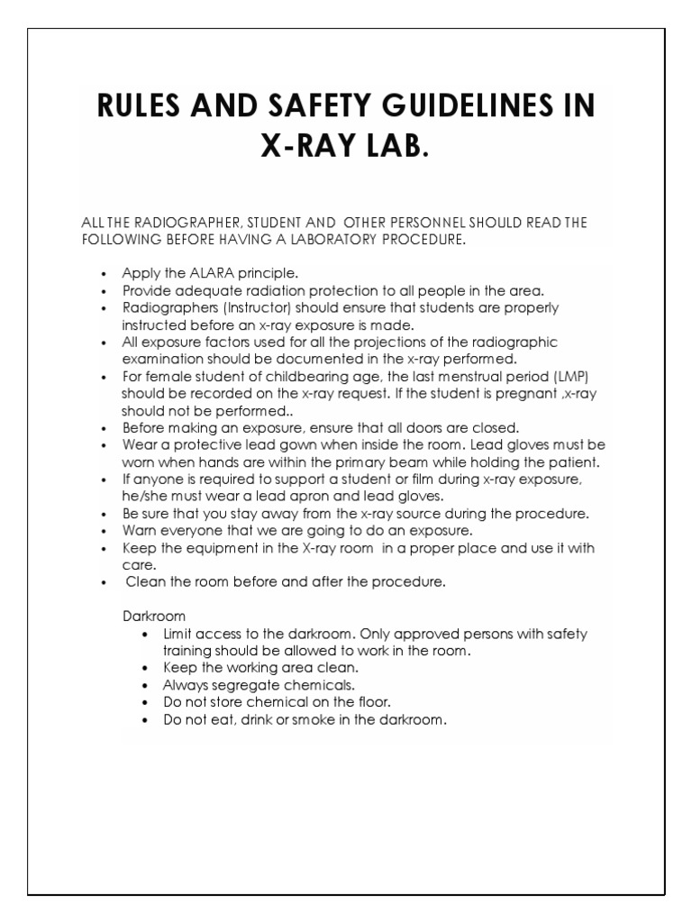 Rules and Guidelines of Xray Lab. | PDF