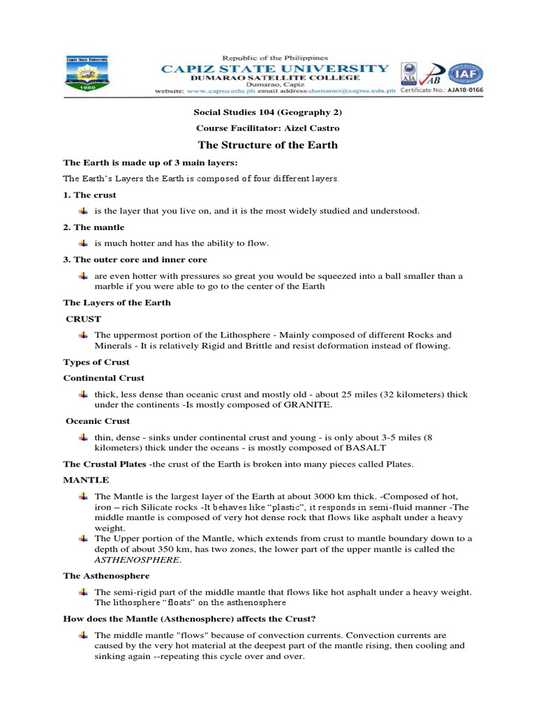 Structure of The Earth | PDF | Structure Of The Earth | Plate Tectonics