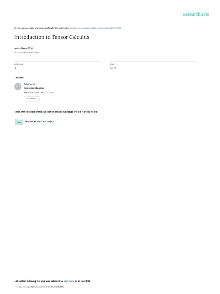 Introduction To Tensor Calculus Pdf Tensor Euclidean Vector