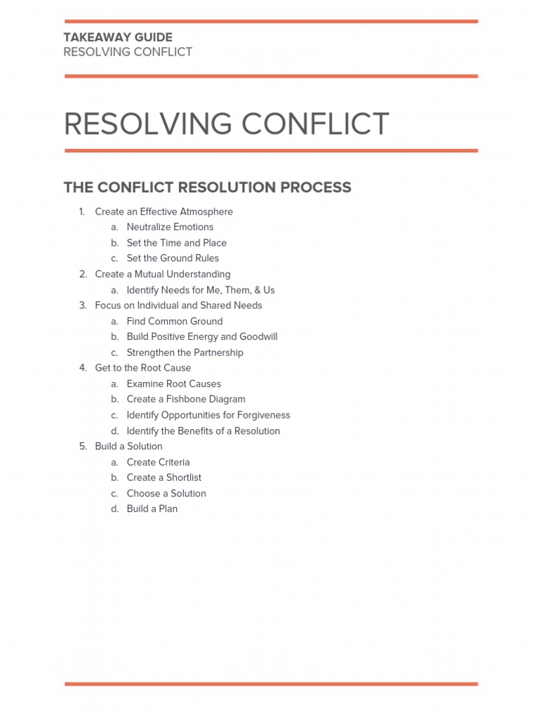 Resolving Conflict: The Conflict Resolution Process | PDF